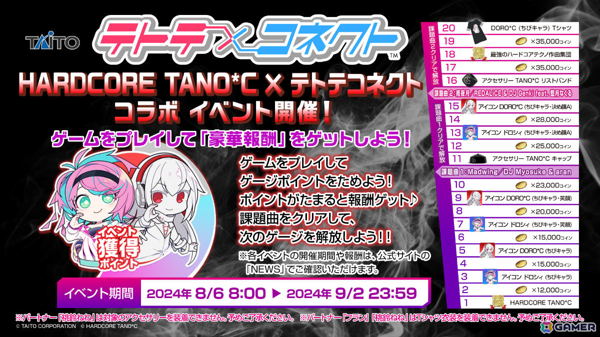 「テトテコネクト」HARDCORE TANO*Cとのコラボが8月6日より実施！書き下ろし楽曲「雨夜月／REDALiCE ＆ DJ Genki ...